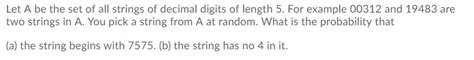 Solved Let A Be The Set Of All Strings Of Decimal Digits Of