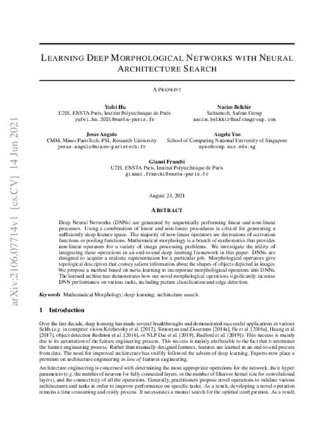 Pdf Learning Deep Morphological Networks With Neural Architecture Search