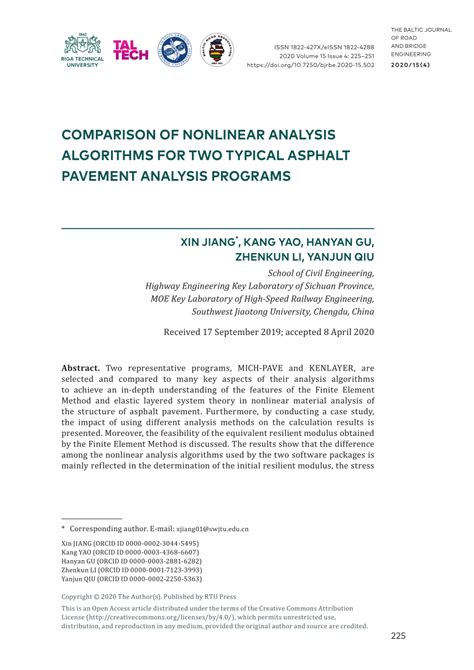 Pdf Comparison Of Nonlinear Analysis Algorithms For Two Typical