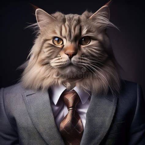 Gato Con Traje Y Corbata Foto De Archivo Imagen De Ordenador