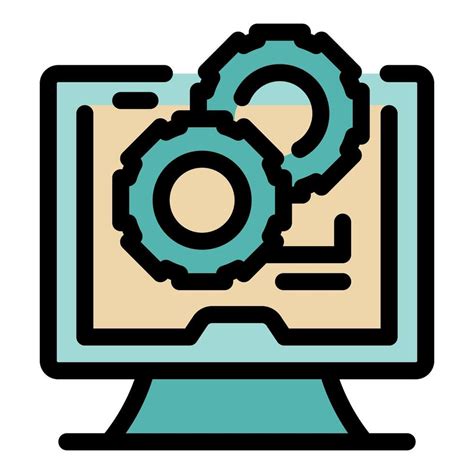 Computer Processing Data With Rotating Gears Symbolizing Working Process 52737569 Vector Art At