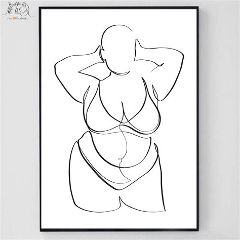 Instant Download Curvy Body Woman Art One Line Art Sexy Art Printable