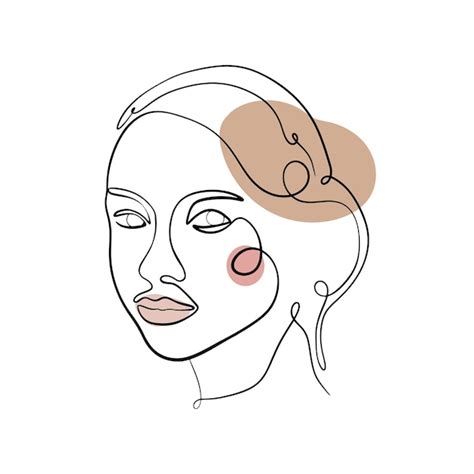 Premium Vector One Line Face Linear Sketch Woman Face Female Portrait