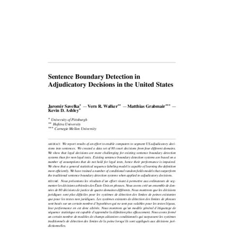 Sentence Boundary Detection In Adjudicatory Decisions In The United