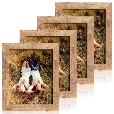 8 X 10 Rustic Brown Picture Frame Set With High Definition Glass Photo