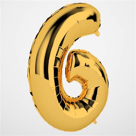호일 풍선 숫자 6 개의 금 3d 모델 9 Max 3ds Fbx Obj Wrl Free3d