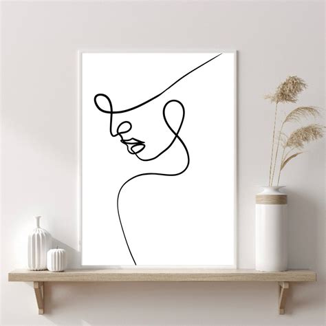 Erotic One Line Art Single Line Art Print Female Face Printable Wall Art Home Decor Prints