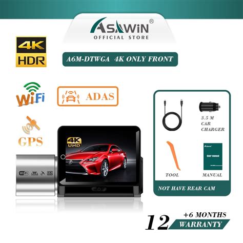 Asawin A6 4k Dash Cam Wifi Gps Adas Car Camera 2 35 Touch Ips Screen