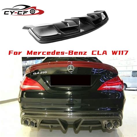Para Mercedes Benz Cla Clase W117 Cla45 Fibra De Carbono Labio Trasero Difusor De Parachoques