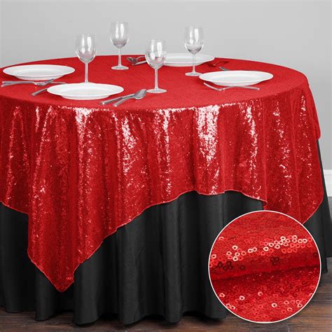 Square Sequin Tablecloth Gold Sliver Glitter Overlays Table Cover For