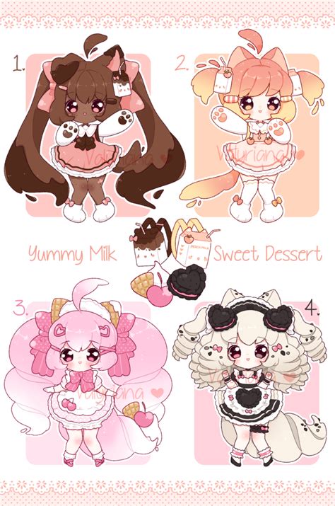 Closed Milkies And Desserts By Valyriana Kawaii Chibi Cute Anime Chibi Kawaii Art Cute