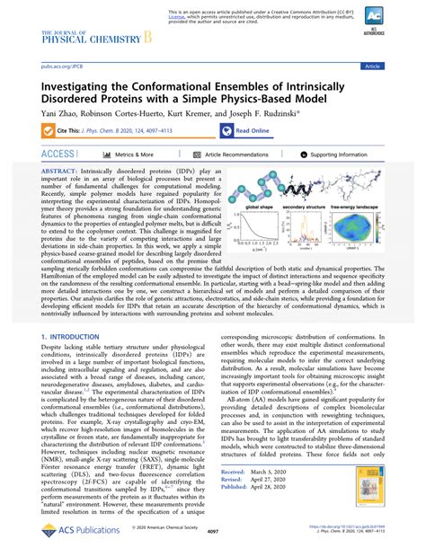 Pdf Investigating The Conformational Ensembles Of Intrinsically Disordered Proteins With A