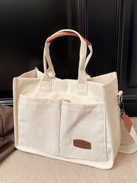 Bolsa De Compras Con Diseño De Parche De Letra Fashion Tote Bag