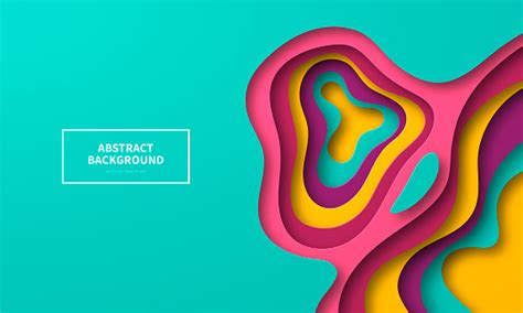 종이 배경 잘라 다채로운 추상 파 도형최신 유행 3d 디자인 추상적인에 대한 스톡 벡터 아트 및 기타 이미지 추상적인 다중