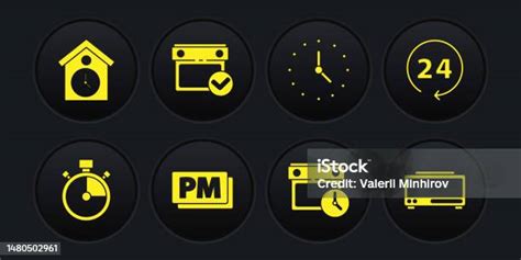 스톱워치 시계 24 시간 Pm 달력 및 시계 체크 표시 디지털 알람 및 레트로 벽 아이콘을 설정합니다 벡터 24에 대한 스톡 벡터 아트 및 기타 이미지 Istock