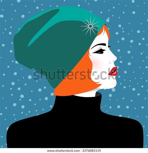 Vector Portrait Fashion Young Redhead Woman стоковая векторная графика