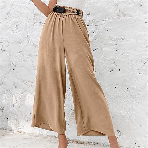 Qleicom Womens Slacks Womens Relaxed Fit Straight Leg Pants Solid