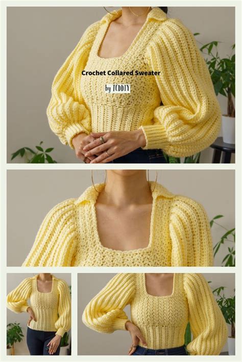 Crochet Pattern Crochet Collared Sweater Pattern Pdf Download Etsy
