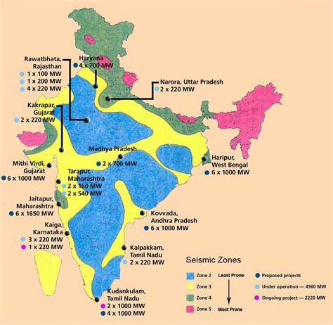 Colour Seismic Zones In India Out Line Map On The Thermocol Sheet