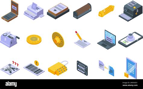 Cipher Icons Set Isometric Set Of Cipher Vector Icons For Web Design Cipher Icons Set Isometric Set Of Cipher Vector Icons For Web Design
