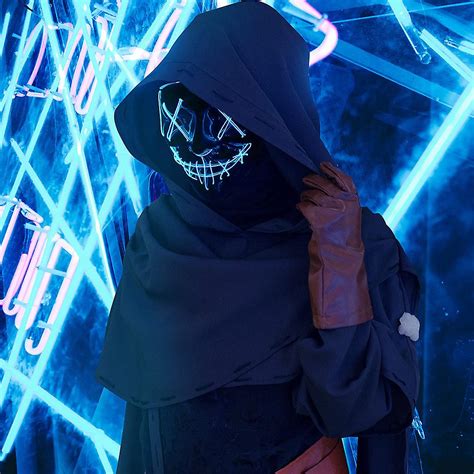 Halloween Mask Light Up Hacker Purge Mask Scary Led Mask For Cosplay