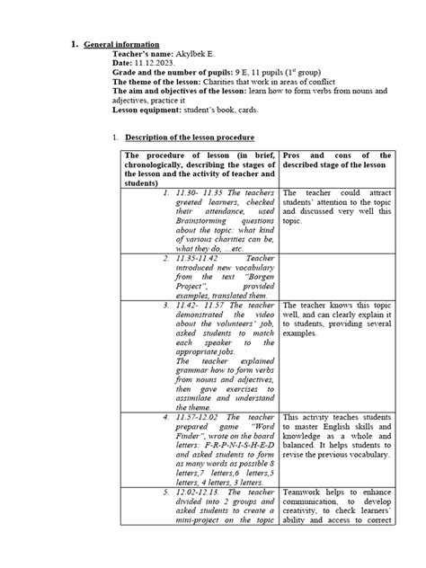 Lesson Observation Scheme 11 12 23 Pdf Teachers Learning