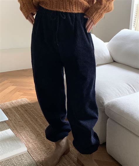 밑단 스트링 투웨이 코듀로이 팬츠 에이블리