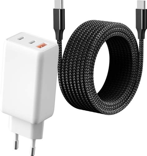 Usb C Adapter 3 Poorten Usb C Naar Usb C Kabel Gan 65w Snellader Usb C 3 Meter Bol