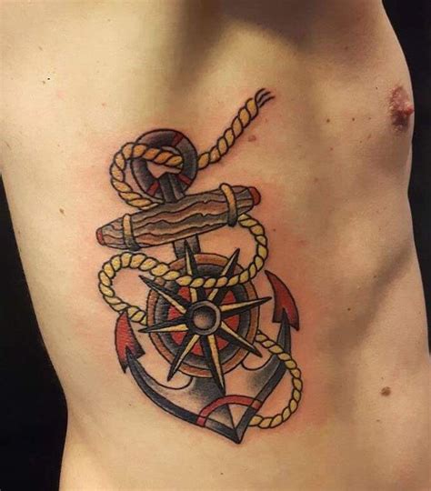 Old School Fusion Tattoo Anchor Compass Rope Rope Tattoo 3 Tattoo