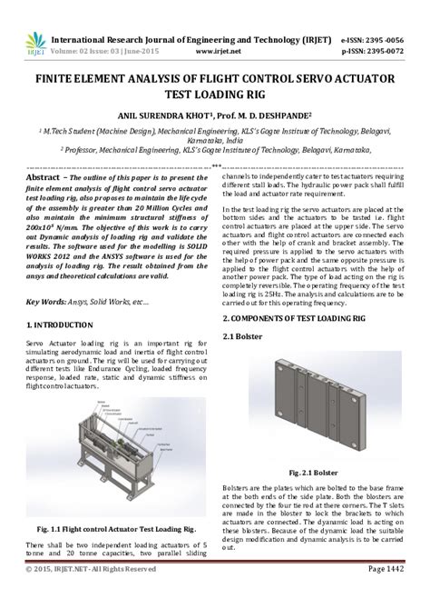 Pdf Irjet Finite Element Analysis Of Flight Control Servo Actuator