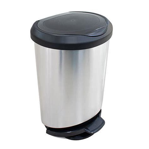 Lixeira Pedal E Borda 45 Litros Prata Label 25744 Arqplast