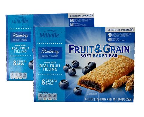 Millville Blueberry Fruit Grain Soft Baked Bar 16 Bars 2 Pack