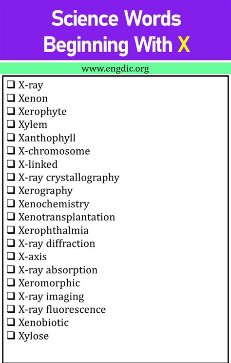 Science Words That Start With X All Words Engdic