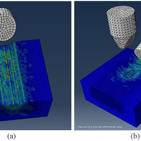 The Simulation Of Cutting Teeth Broken Rock A Cutting And B
