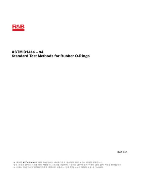 Astm D1414 94 Standard Test Methods For Rubber O Rings 한글 Pdf