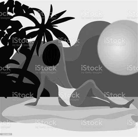 수영복을 입은 소녀가 흑백으로 등을 대고 앉아 있는 벡터 삽화 귀여운에 대한 스톡 벡터 아트 및 기타 이미지 귀여운