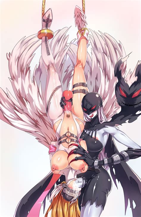 Rule 34 1futa 1girls 8 Wings Angel Wings Angewomon Areola Slip Areolae Arms Behind Back