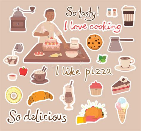 Cooking Stickers Vector Concept Icons Cooking In The Kitchen At Home