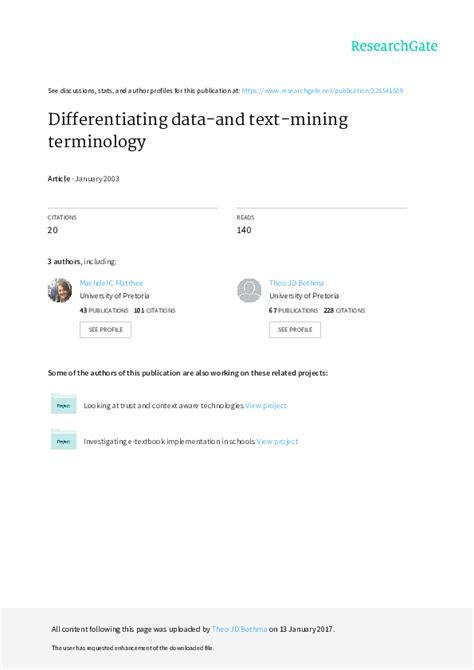 Pdf Differentiating Data And Text Mining Terminology