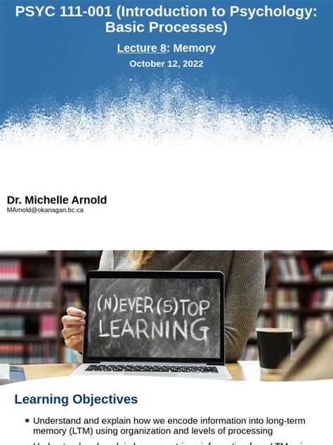 Psyc 111 001 L8 Oct 12 Posted Pdf Recall Memory Long Term Memory
