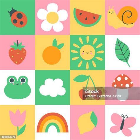 체크 무늬의 이음매 없는 패턴으로 여름 아이템 벡터 그래픽 무지개에 대한 스톡 벡터 아트 및 기타 이미지 무지개 귀여운 벡터 Istock