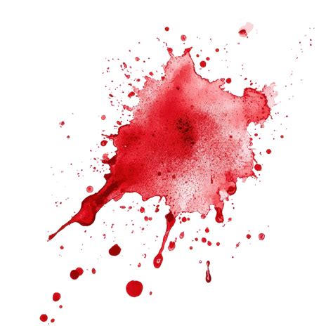 Blood Stain With Dynamic Splatter On White Background Emphasizing