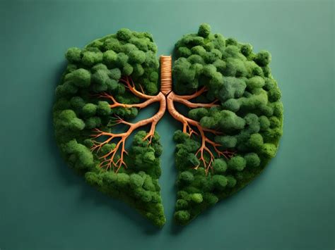 Premium AI Image Representation Of Human Lungs In The Form Of Lush Green Grass And Healthy