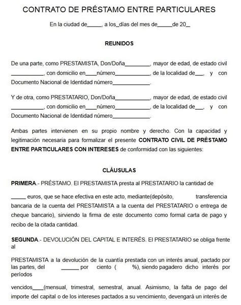 Contrato De Prestamo Entre Familiares