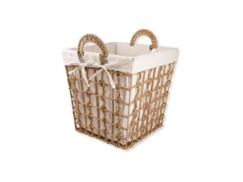 Cesto Organizador Quadrado Fibra Natural Algodão Grande C Alça Roupa