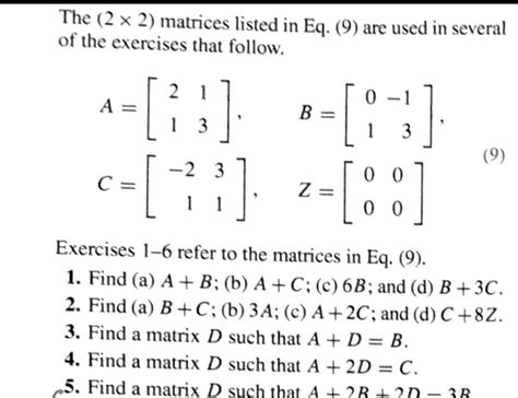 Solved The 2×2 ﻿matrices Listed In Eq 9 ﻿are Used In
