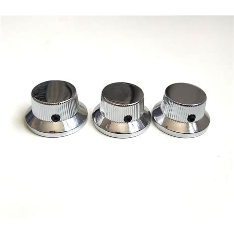 3 Chrome Stratocaster Style Metal Hat Knobs Reverb