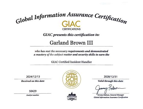 Gcih Certification Came In The Mail Thanks Sans Technology Institute