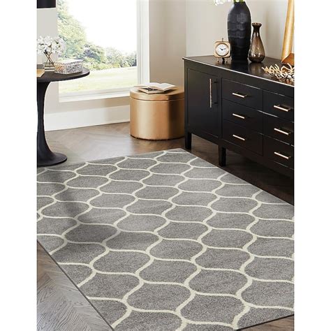 Unique Loom Trellis Frieze 4 X 6 Ft Light Gray Indoor Trellis Area