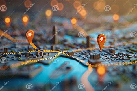 3d city map with geolocation markers highlighting urban areas and
